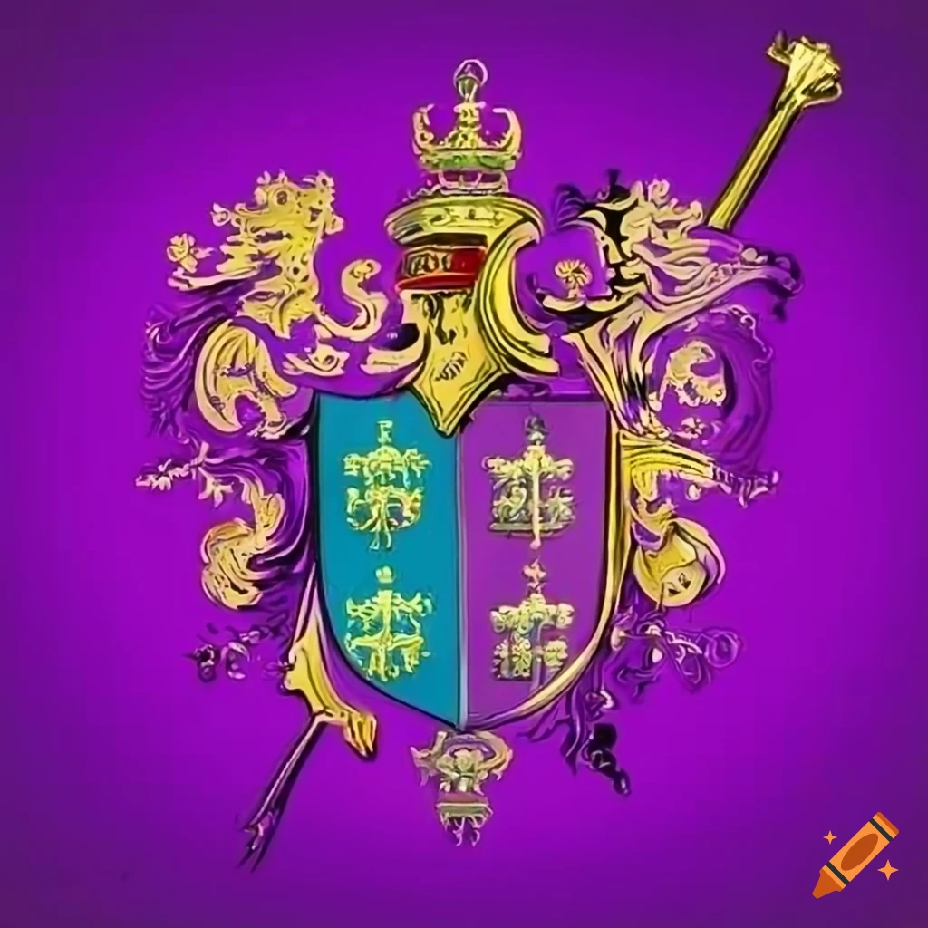 Purple Royal Coat Of Arms With Lock And Key