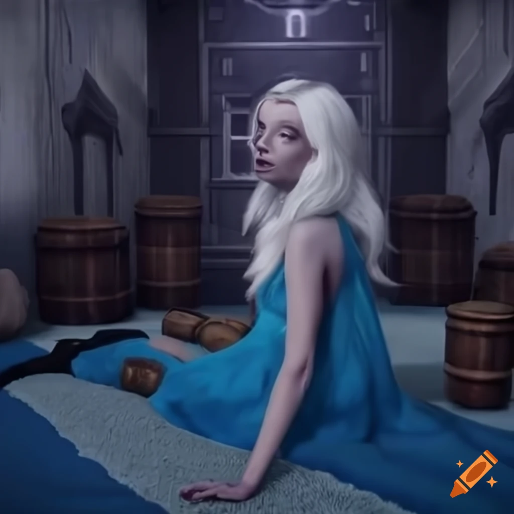 Anya taylor-joy as a blue-skinned drow girl in a fantasy forest on Craiyon