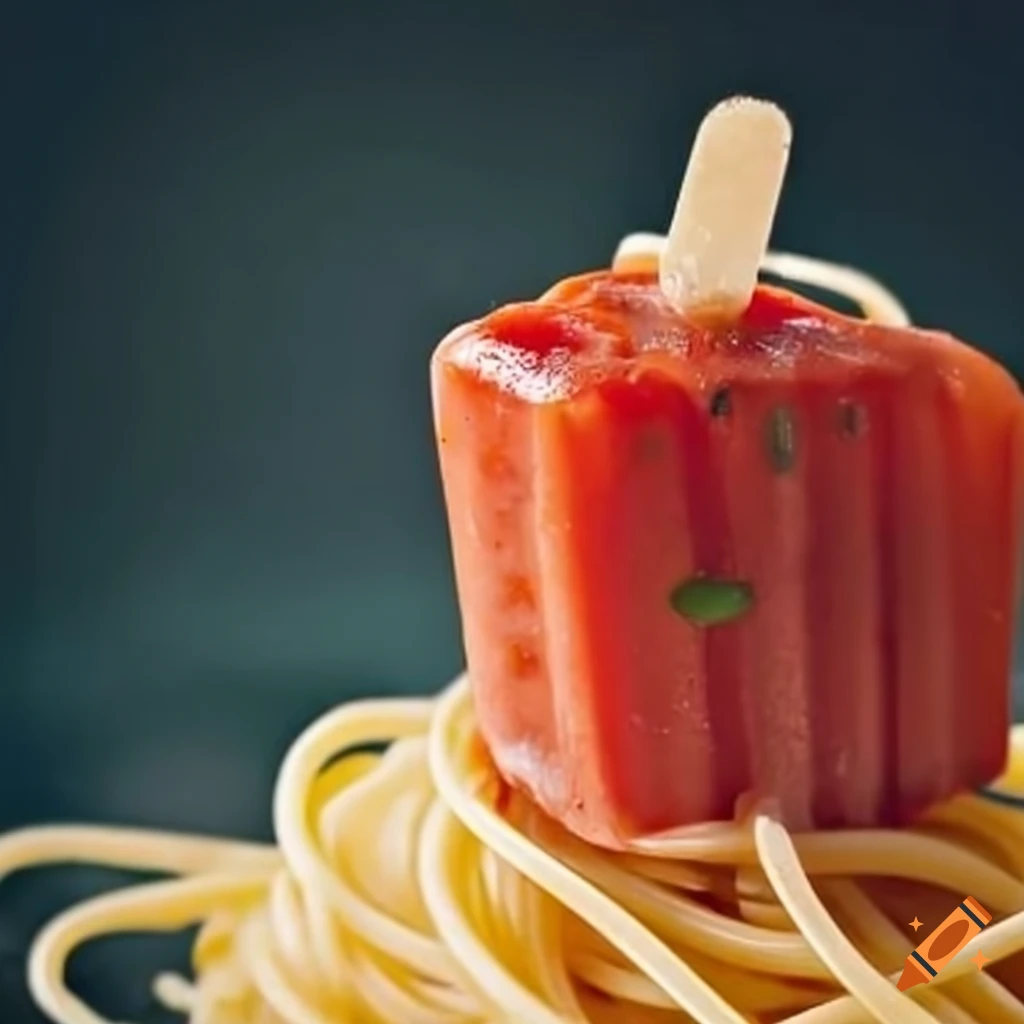Delicious marinara popsicle served with spaghetti