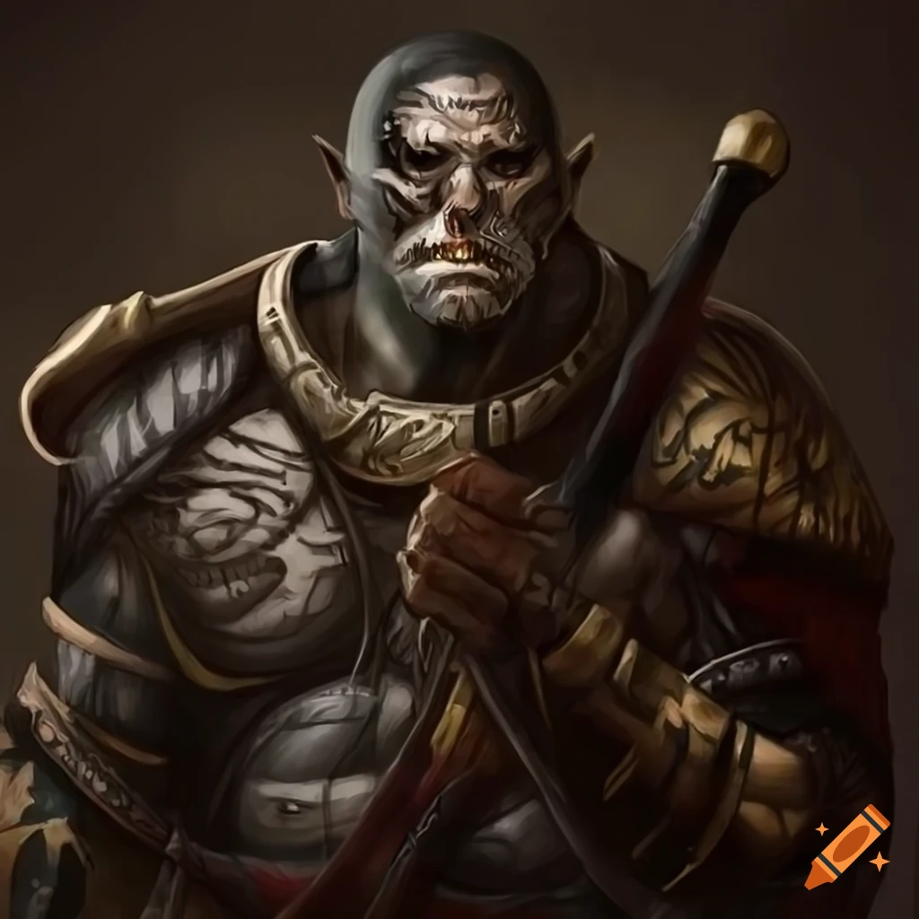 Goliath warlock criminal character in a fantasy setting on Craiyon