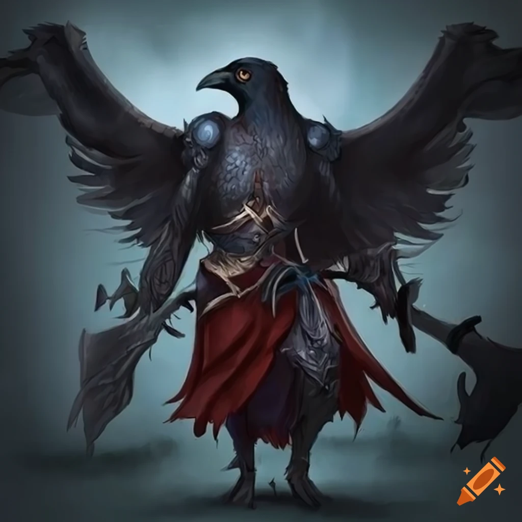 Image of a heroic crow fighting against evil on Craiyon