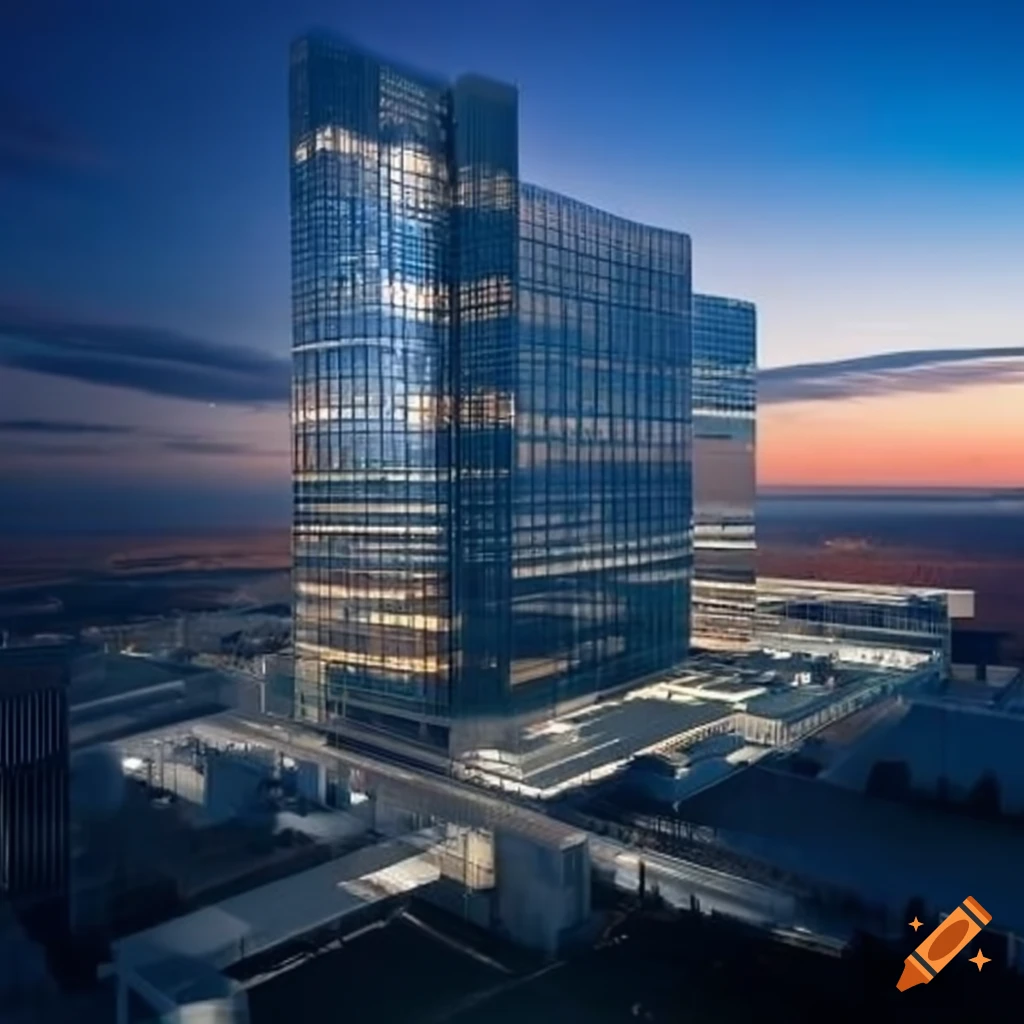 Exterior of an office building on Craiyon