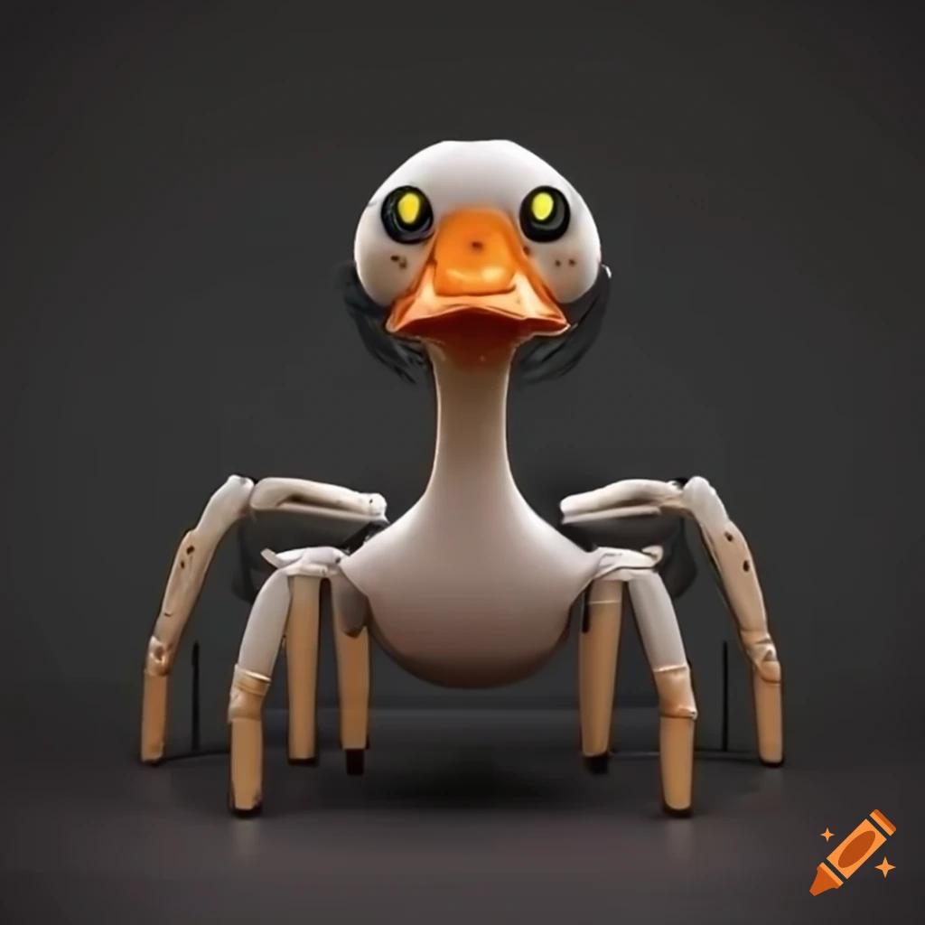 Duck on a spider robot