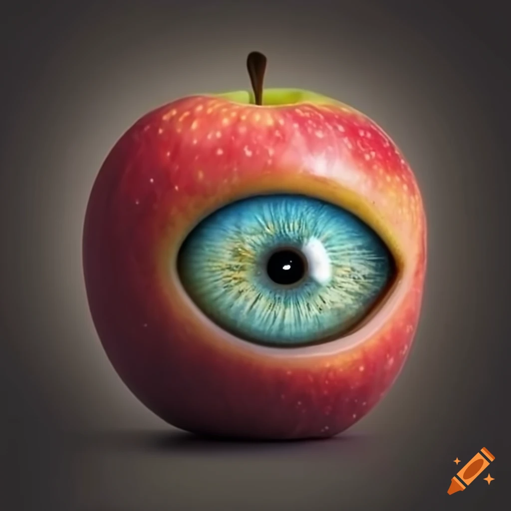 Close-up of a hyper-realistic eye on an apple on Craiyon