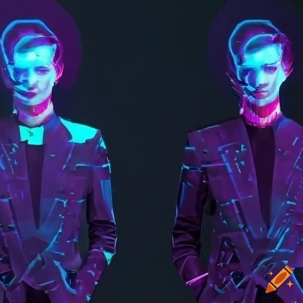 Detailed hologram portrait of a stylish time traveler on Craiyon