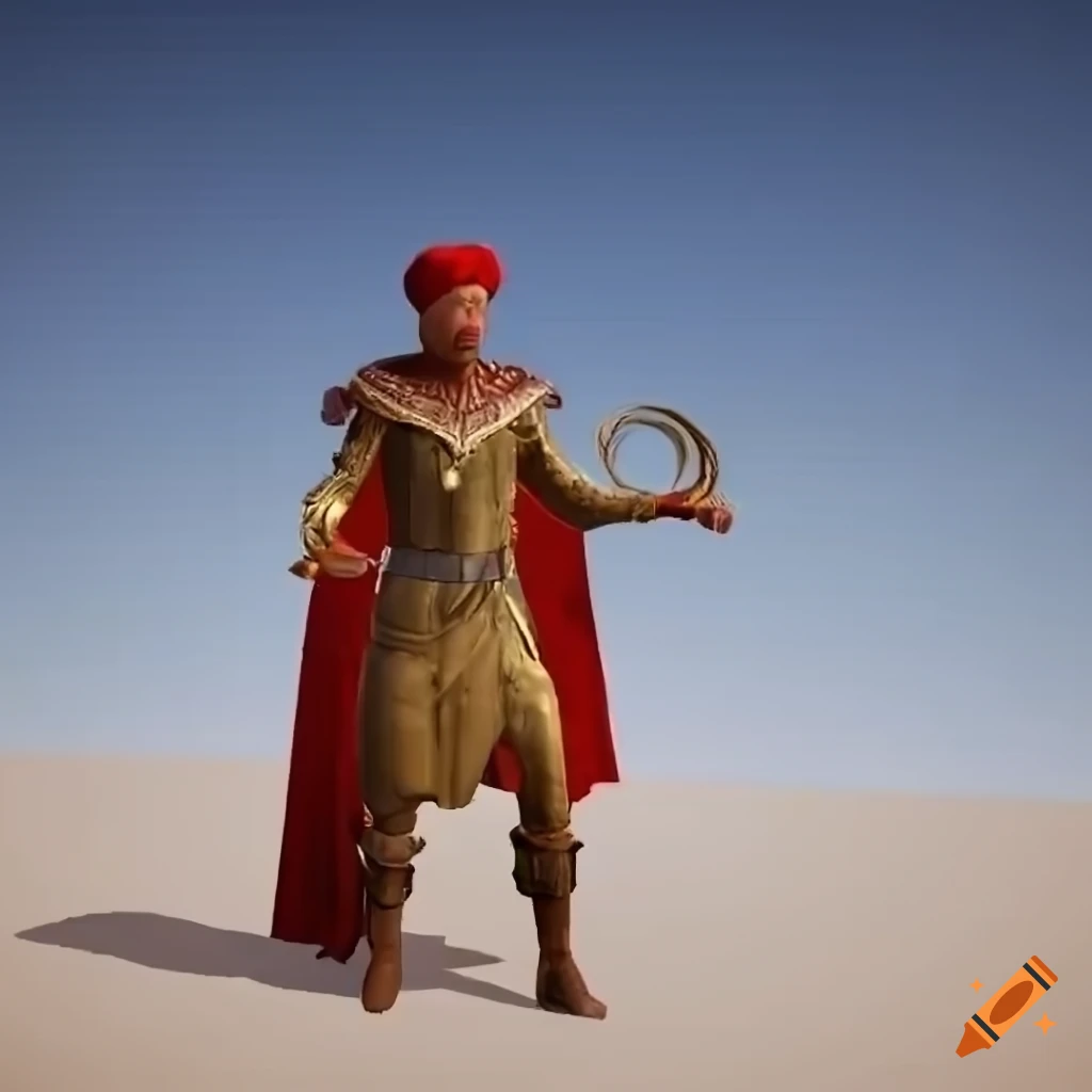 Unreal engine 5 rendering of an elf man with red hair in the desert