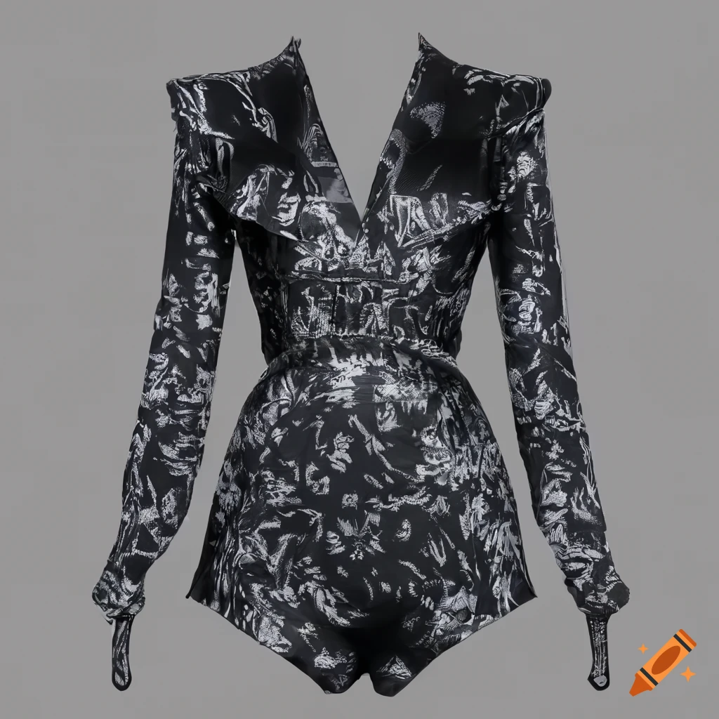 3d render of a fashionable mini playsuit with frosted berries print on ...