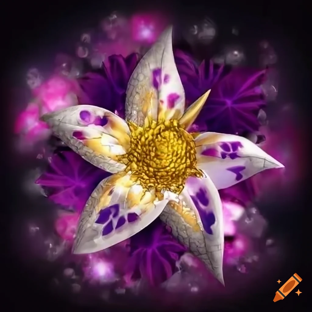 Stardust dragon in virtual flower artwork