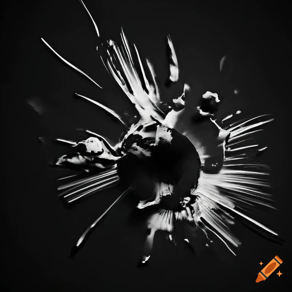 Explosion of black and white paint on Craiyon