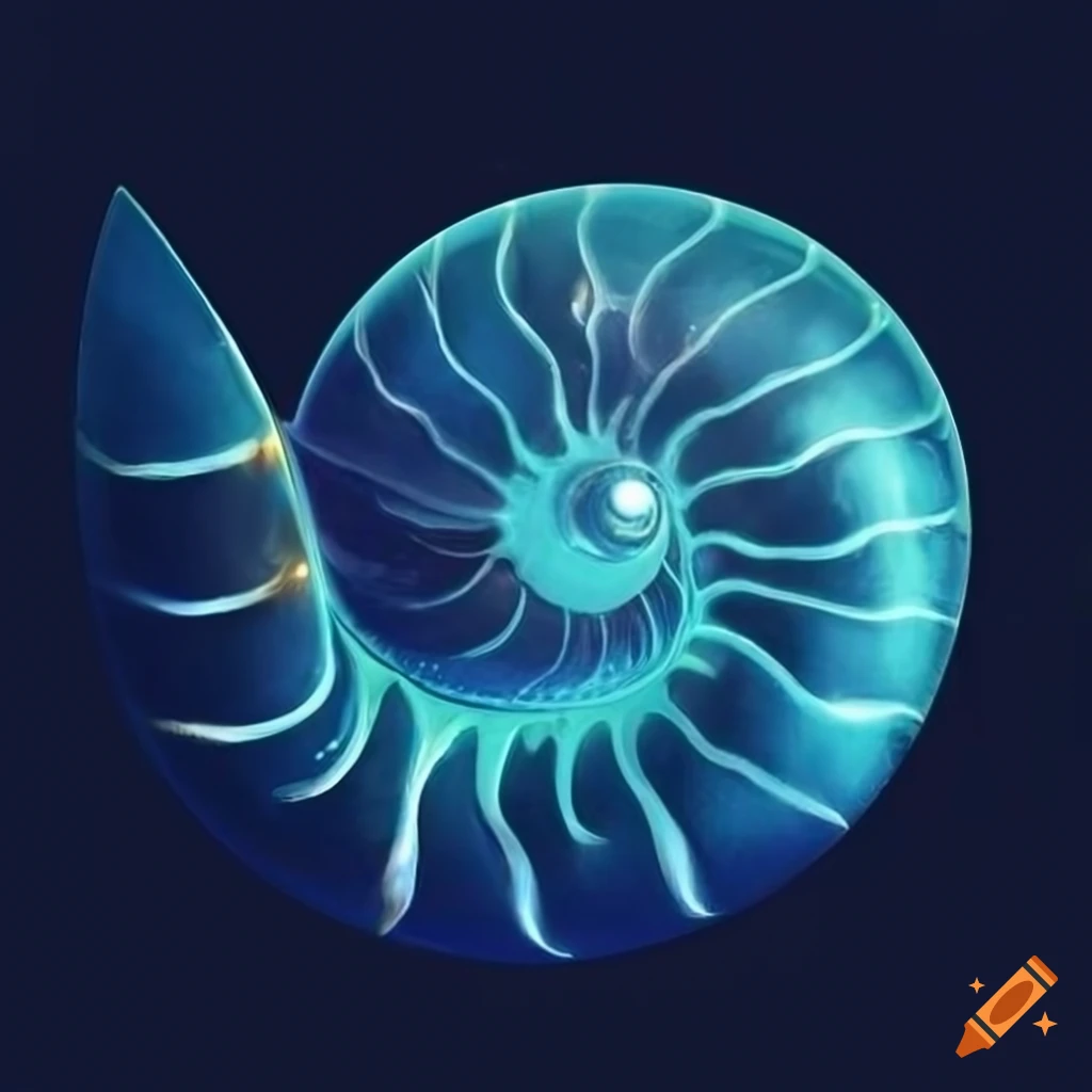 Blue Nautilus Sci fi In Space With Crystals On Craiyon