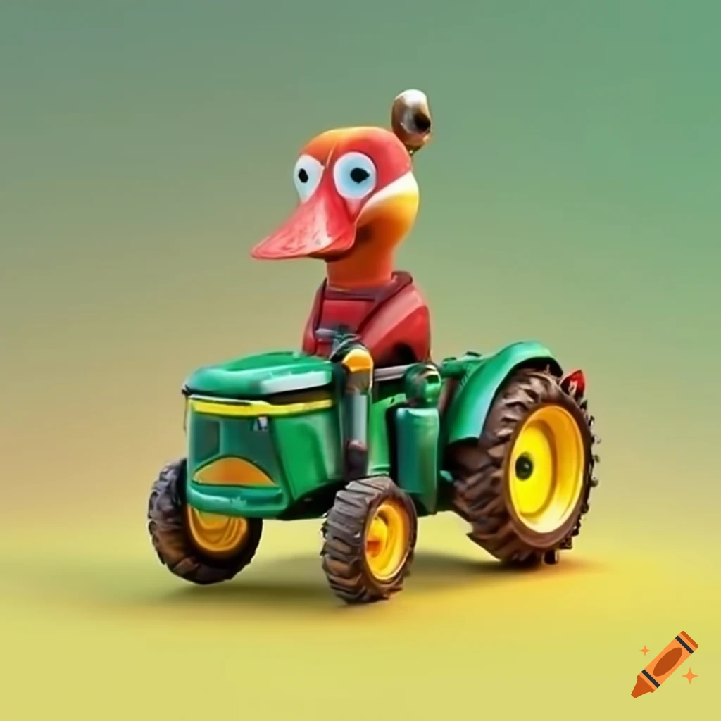 Illustration of a tractor with duck legs on Craiyon
