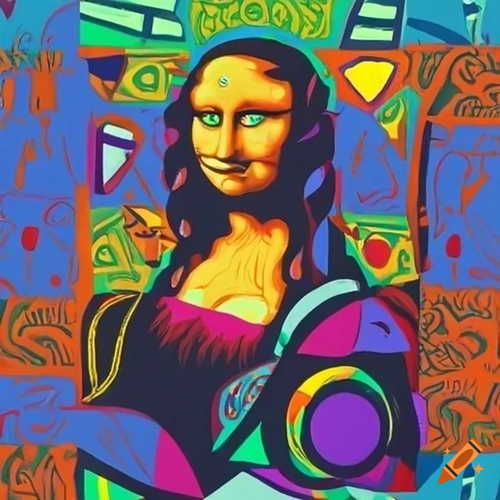 Artistic representation of Mona Lisa in Picasso style on Craiyon