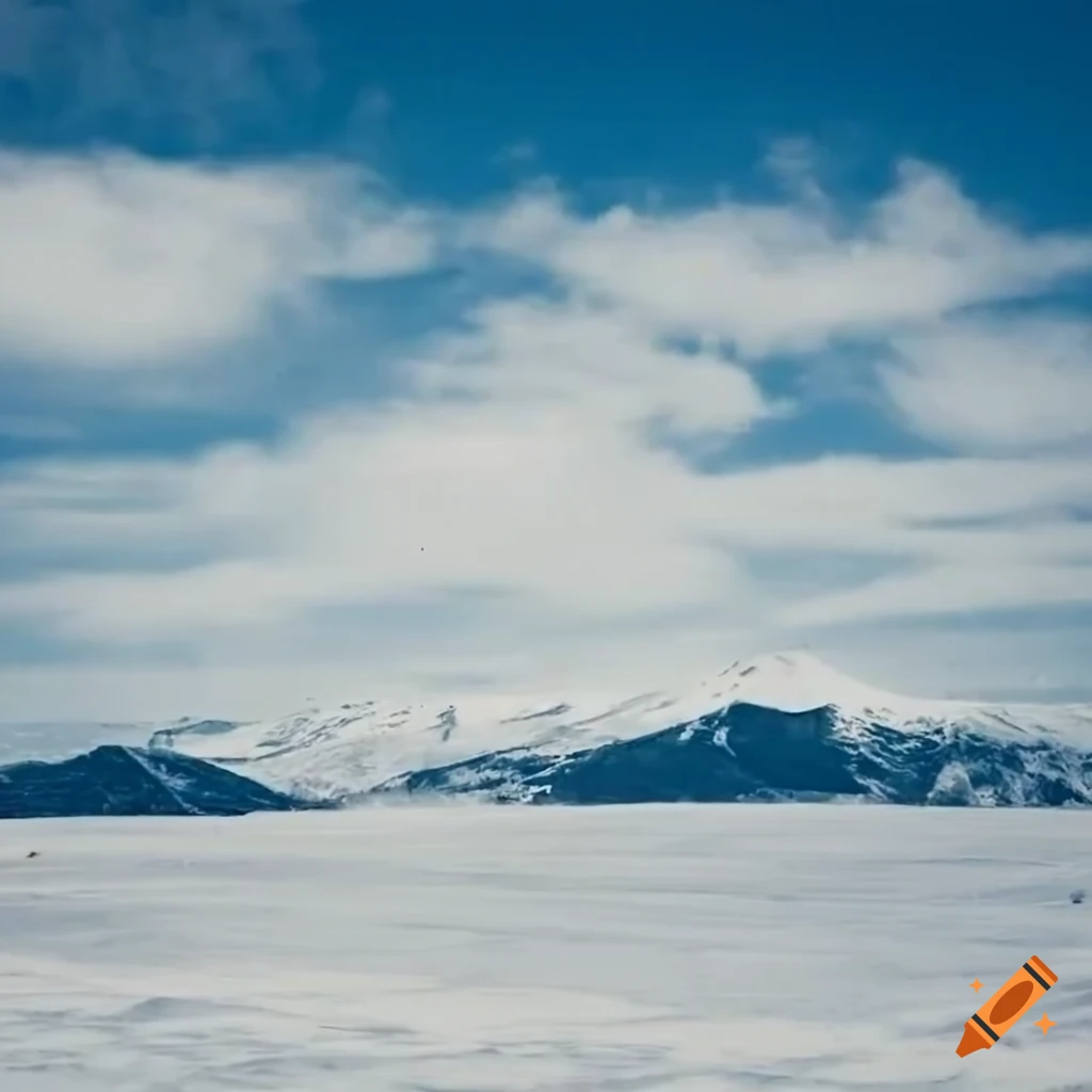 Snowy landscape with cloudy sky