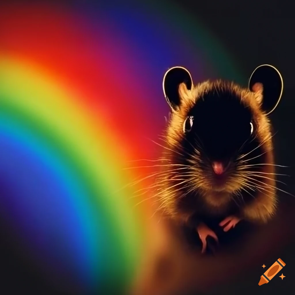 Funny image of a rat on a rainbow on Craiyon