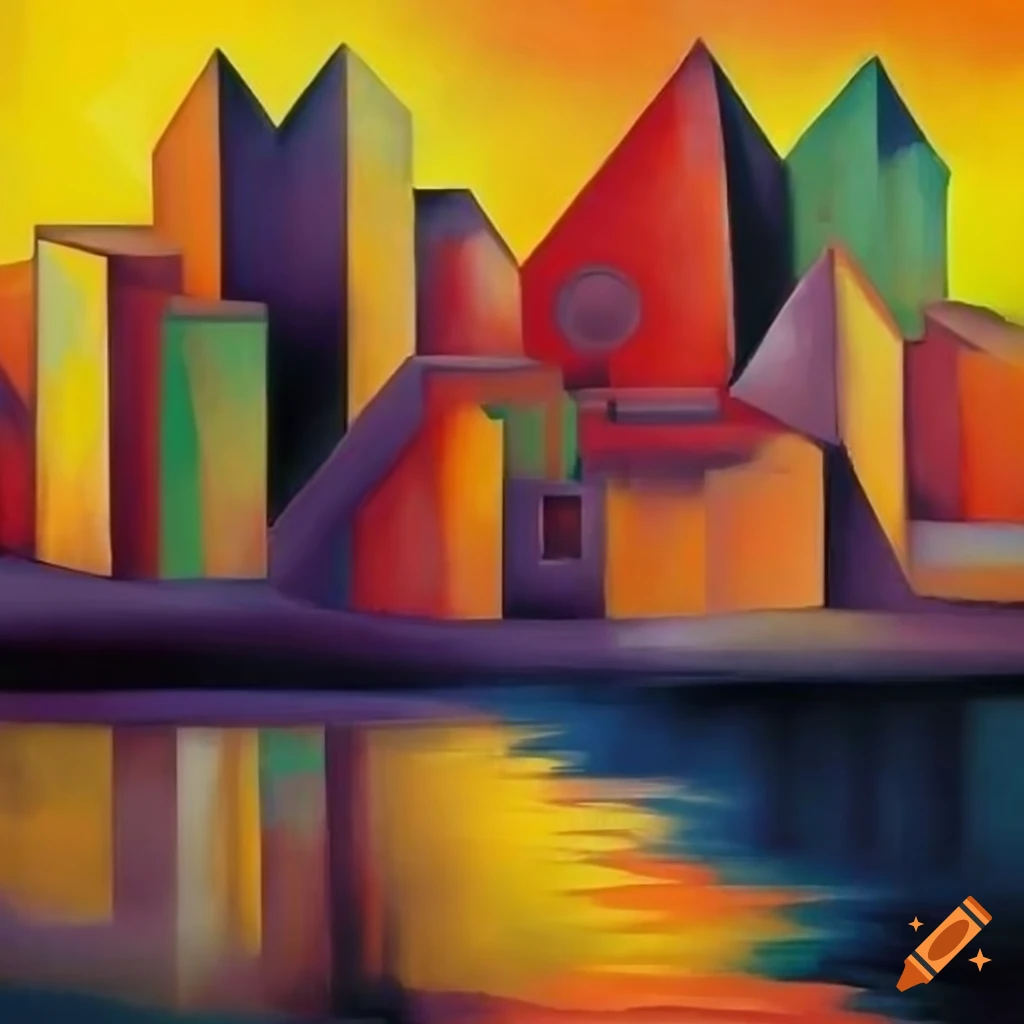 Cubist landscape painting on Craiyon