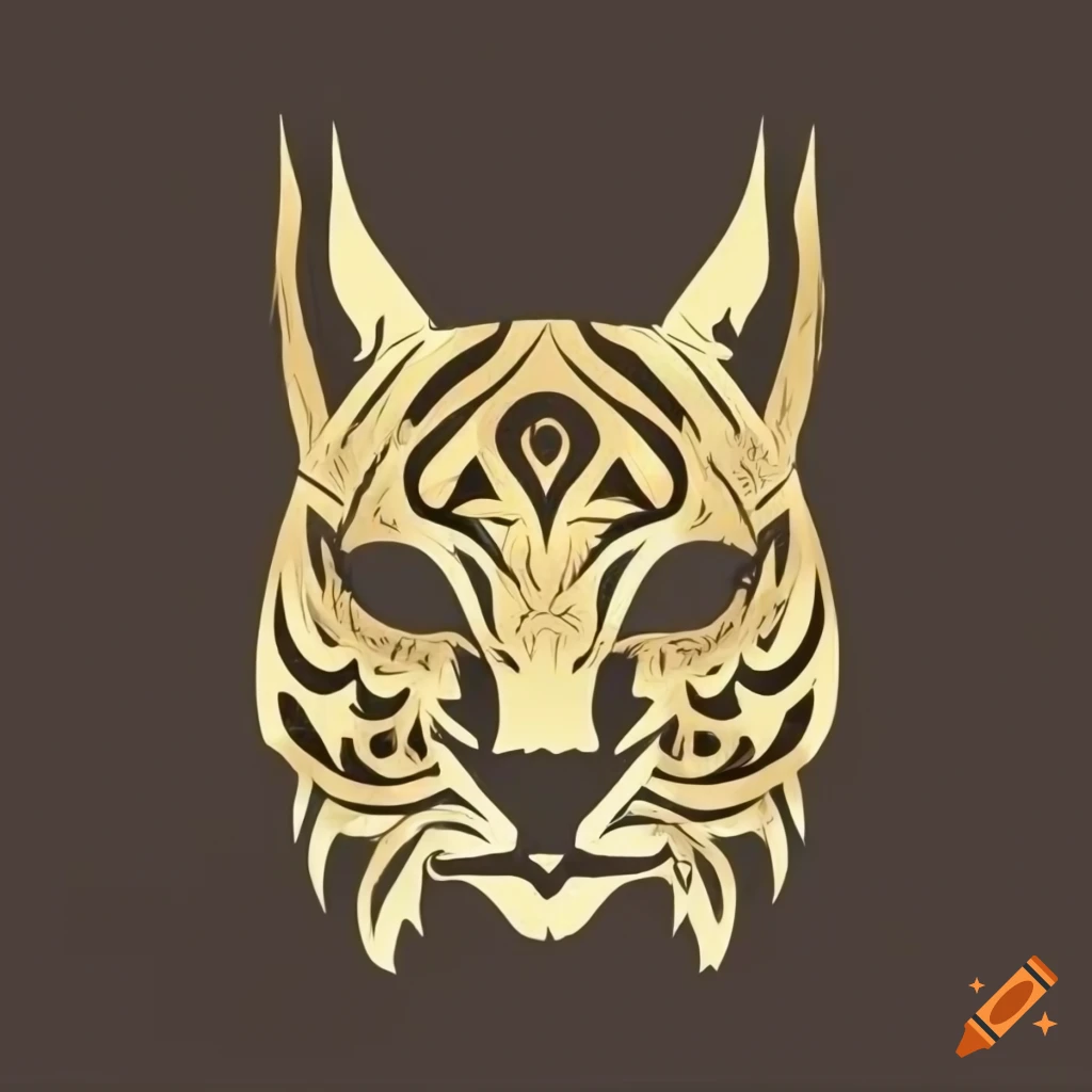 Simple black and gold vector lynx face on Craiyon