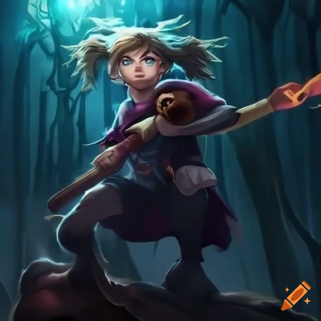 Illustration of a ghibli-inspired league of legends character