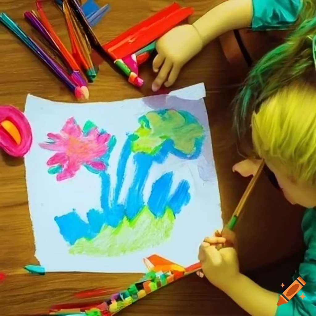 Colorful drawing made by a kid on Craiyon