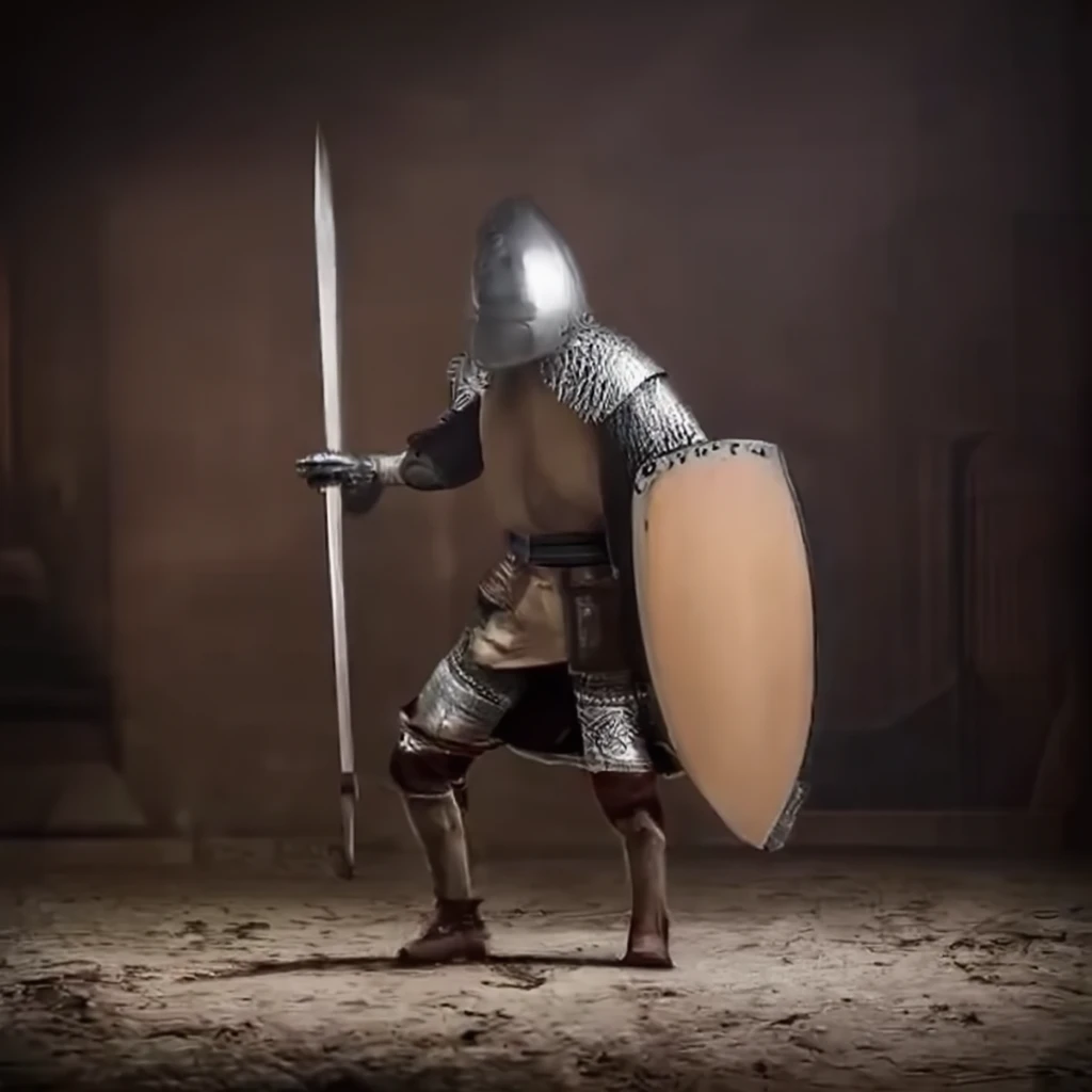 Medieval warrior ready for battle