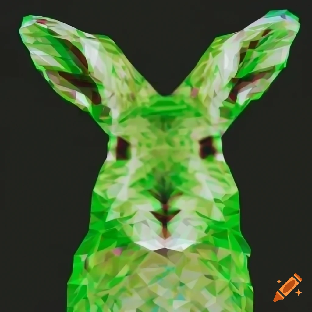Glitched low poly logo of a green rabbit on Craiyon