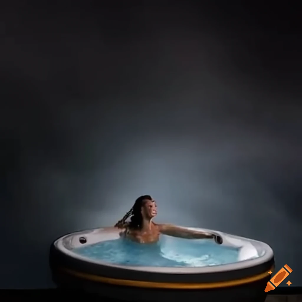 Fantasy illustration of a flying hot tub on Craiyon