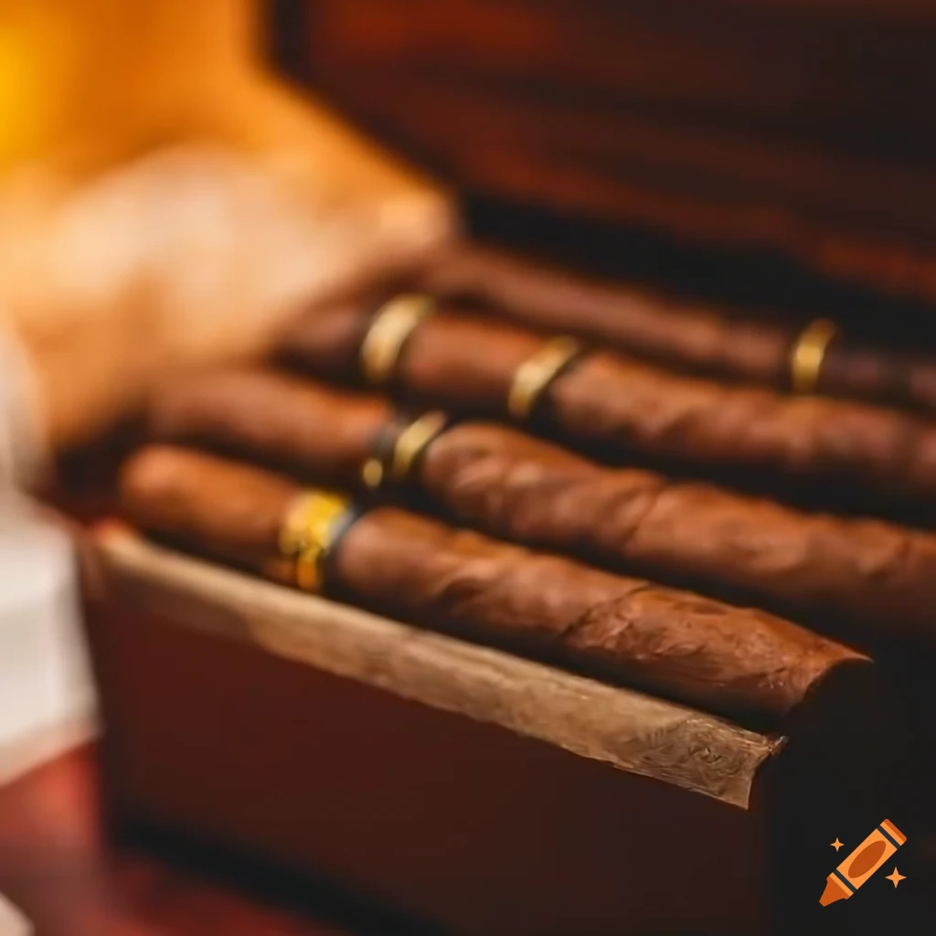 Stack of vintage cigars in a cozy smoking room on Craiyon