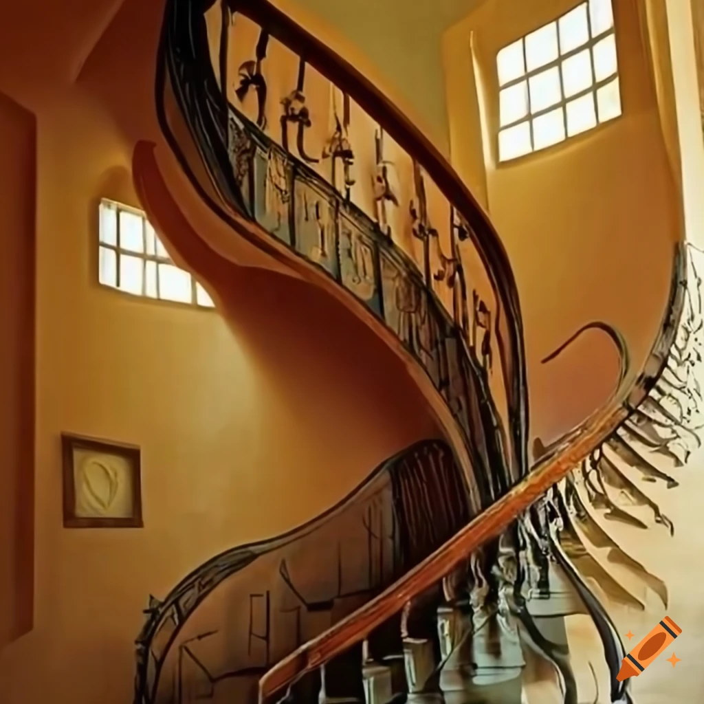 Liminal staircase in a large hall on Craiyon