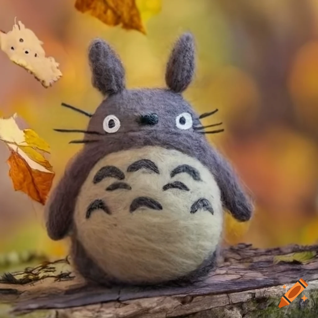Totoro in a autumnal felt landscape on Craiyon