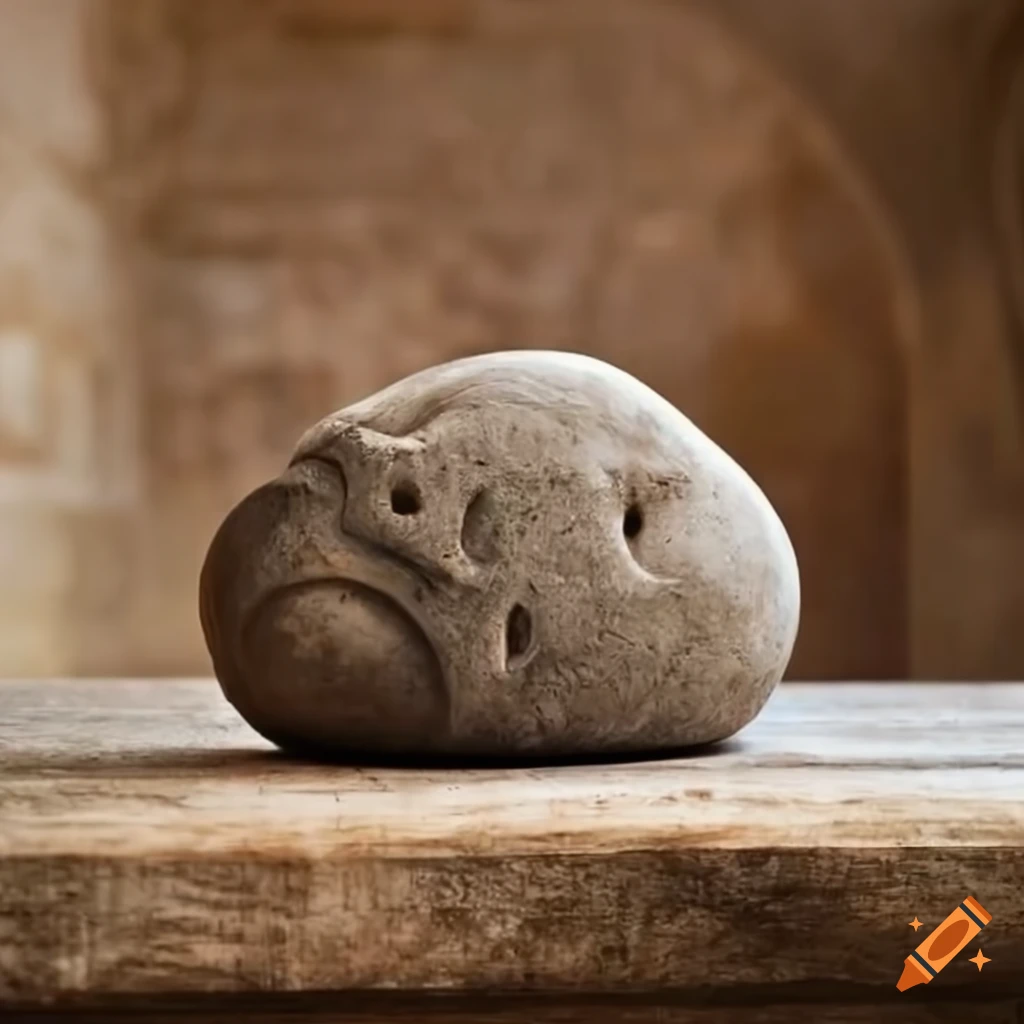 Open stone books on a table in a medieval cloister