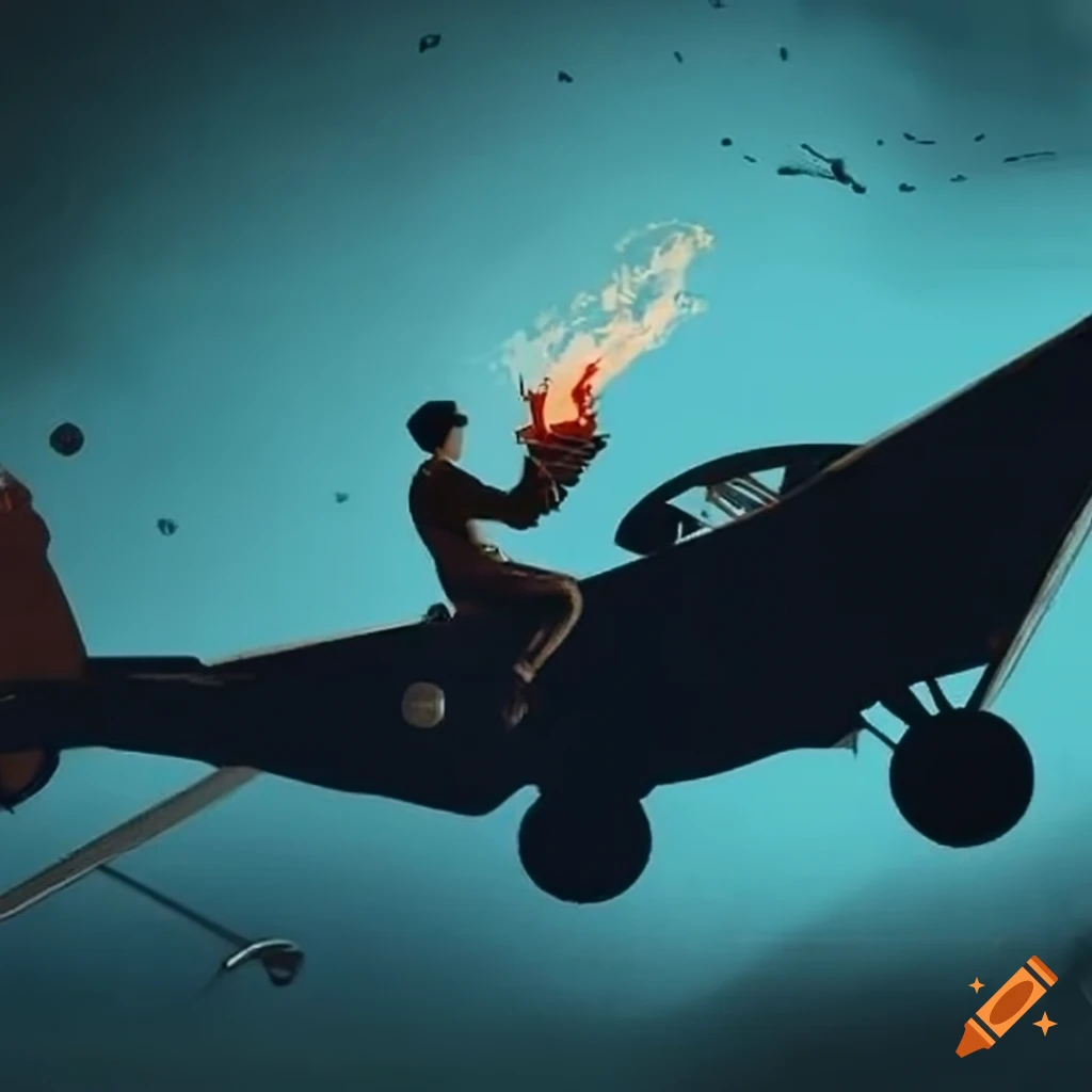 Muslim man standing in front of a tower with a plane circling on Craiyon