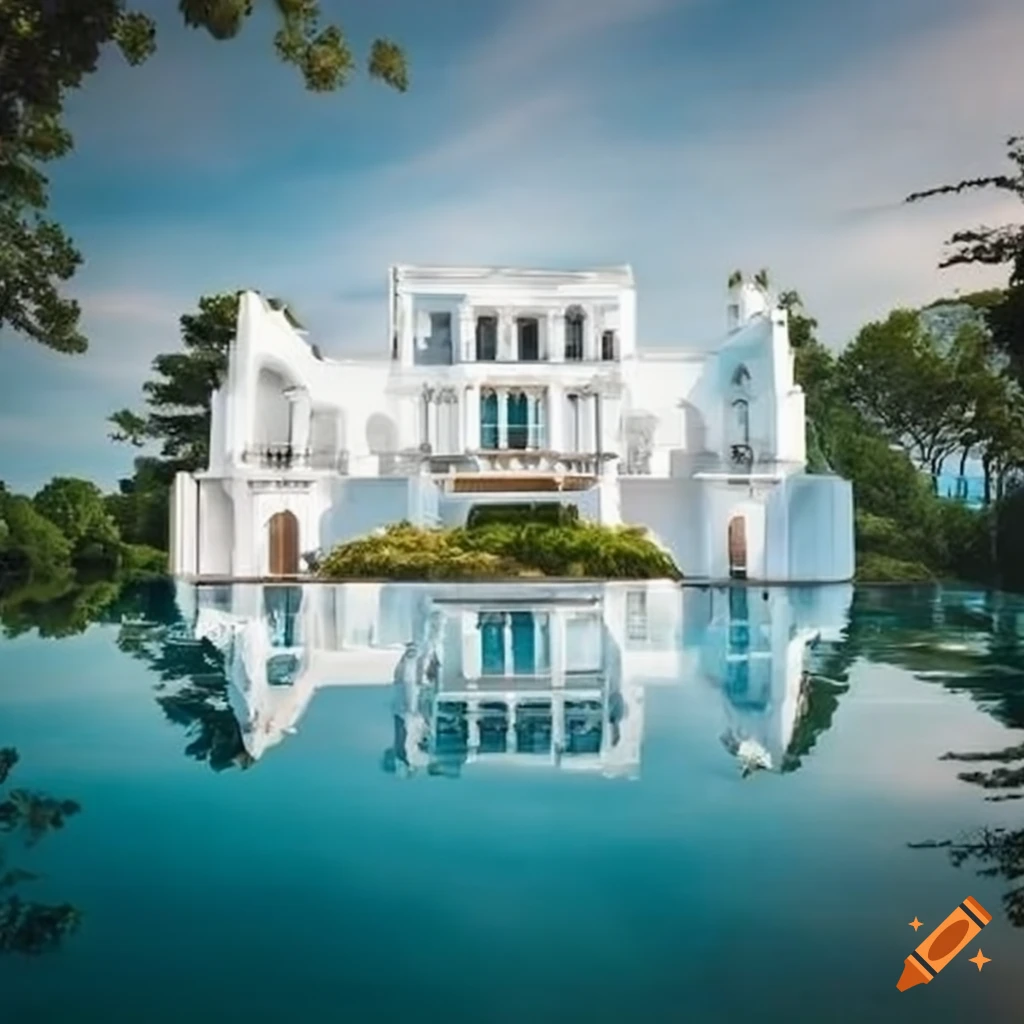 Luxury white villa on Craiyon