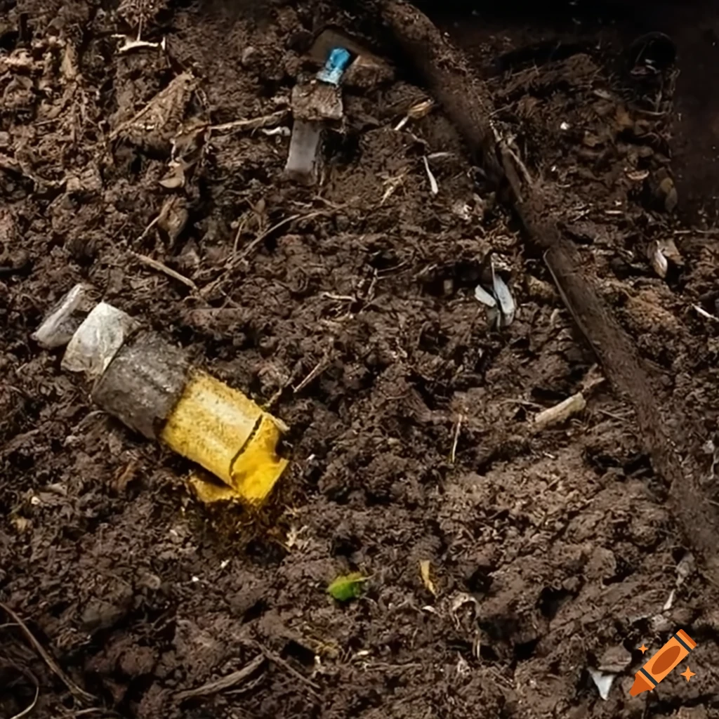 Image depicting contaminated soil with plastic waste and harmful metals
