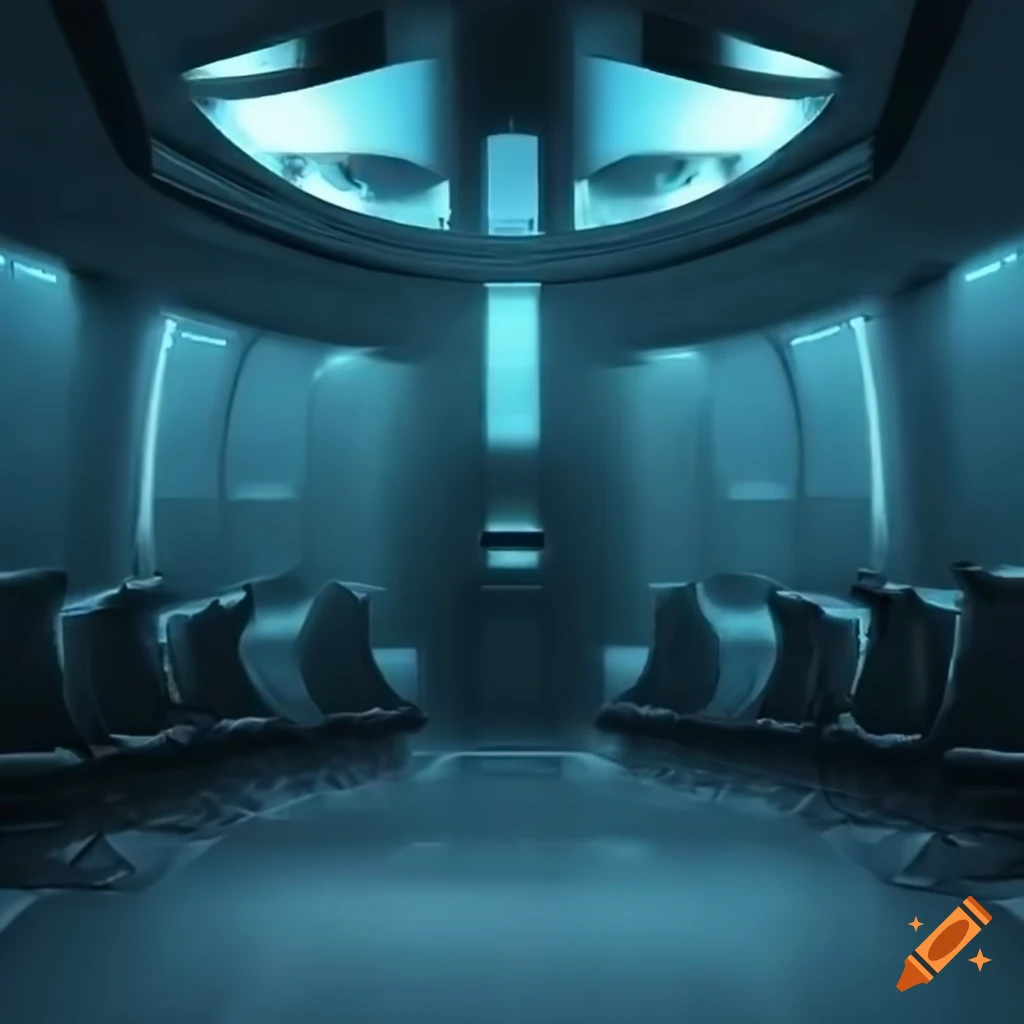 Eye-level view of a realistic tech-death conference room on Craiyon