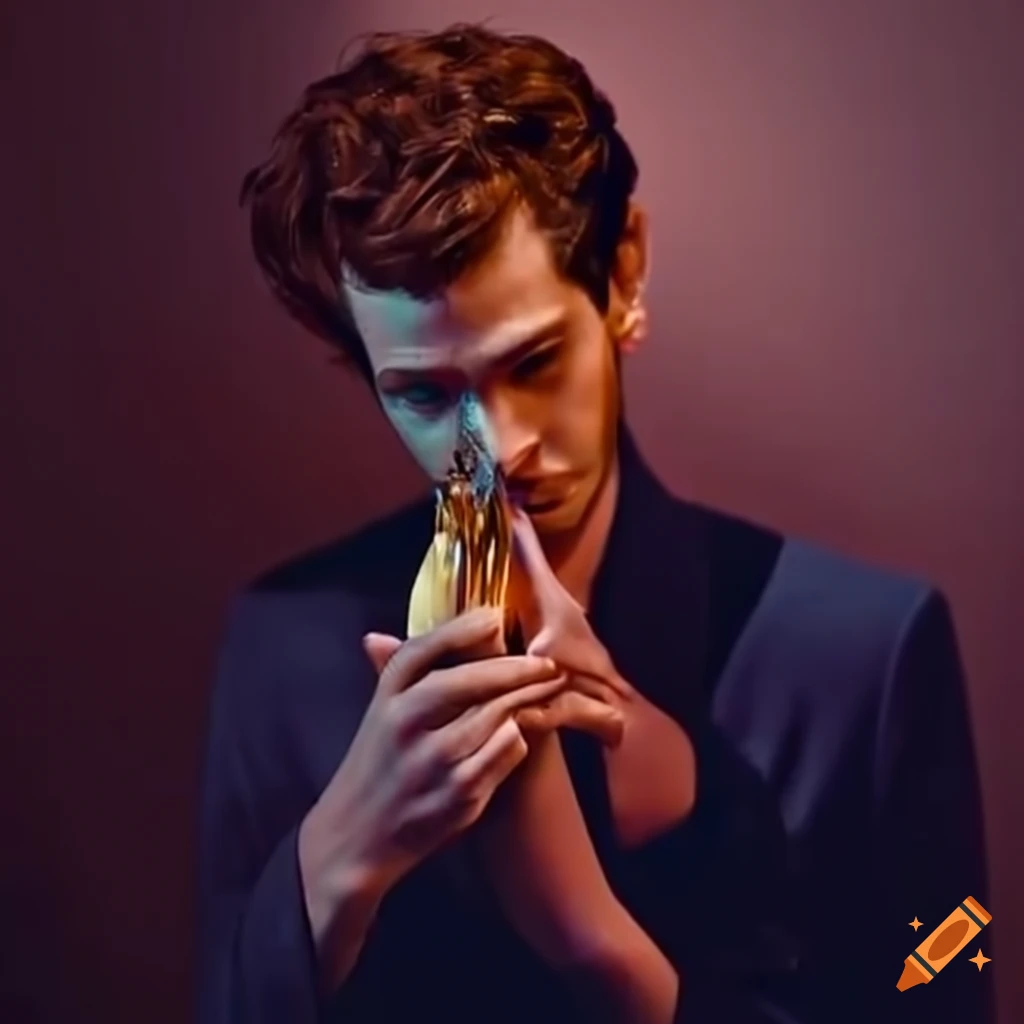 Captivating portrait of a young man with flowing golden hair on Craiyon