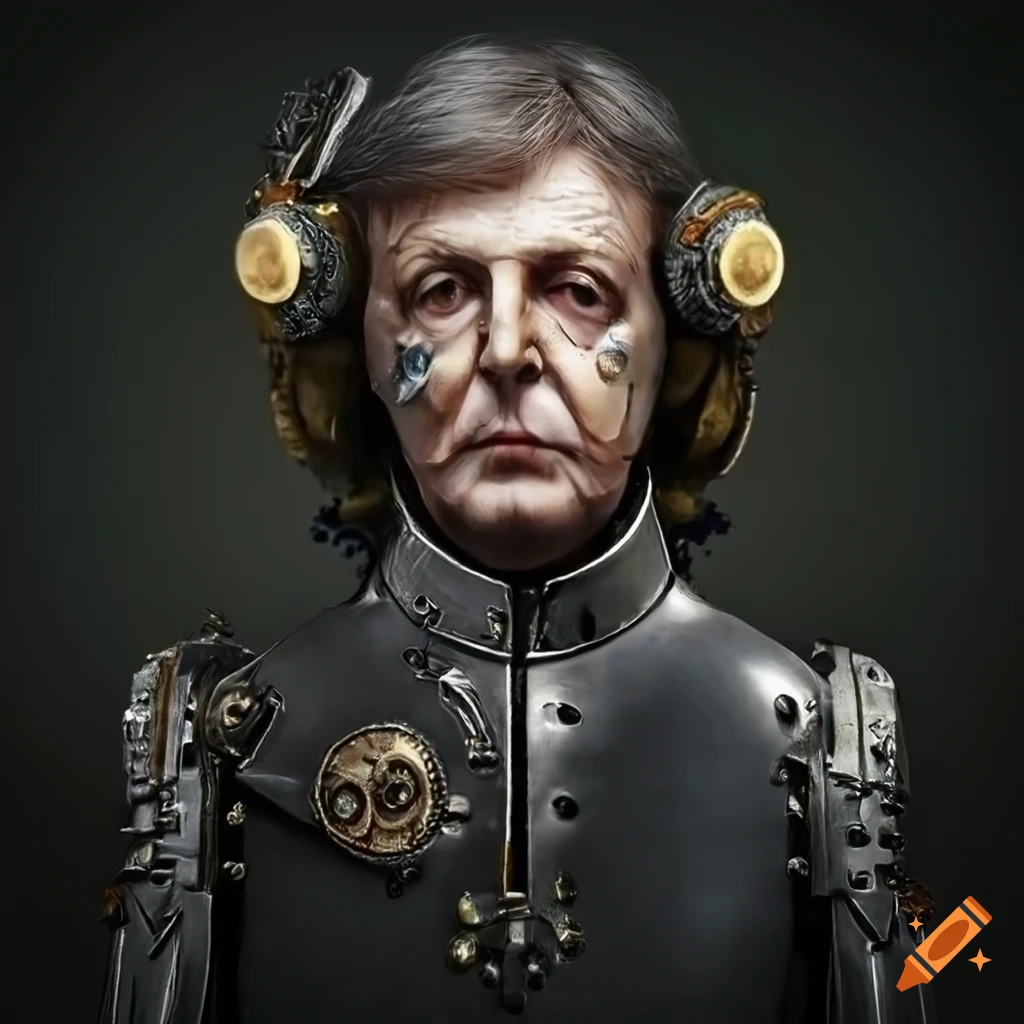 Steampunk portrait of paul mccartney as a cyborg on Craiyon