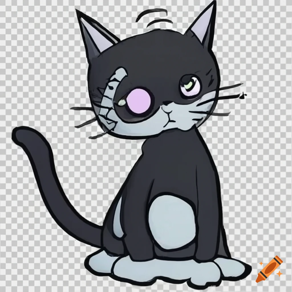 Cartoon image of an emo cat on Craiyon