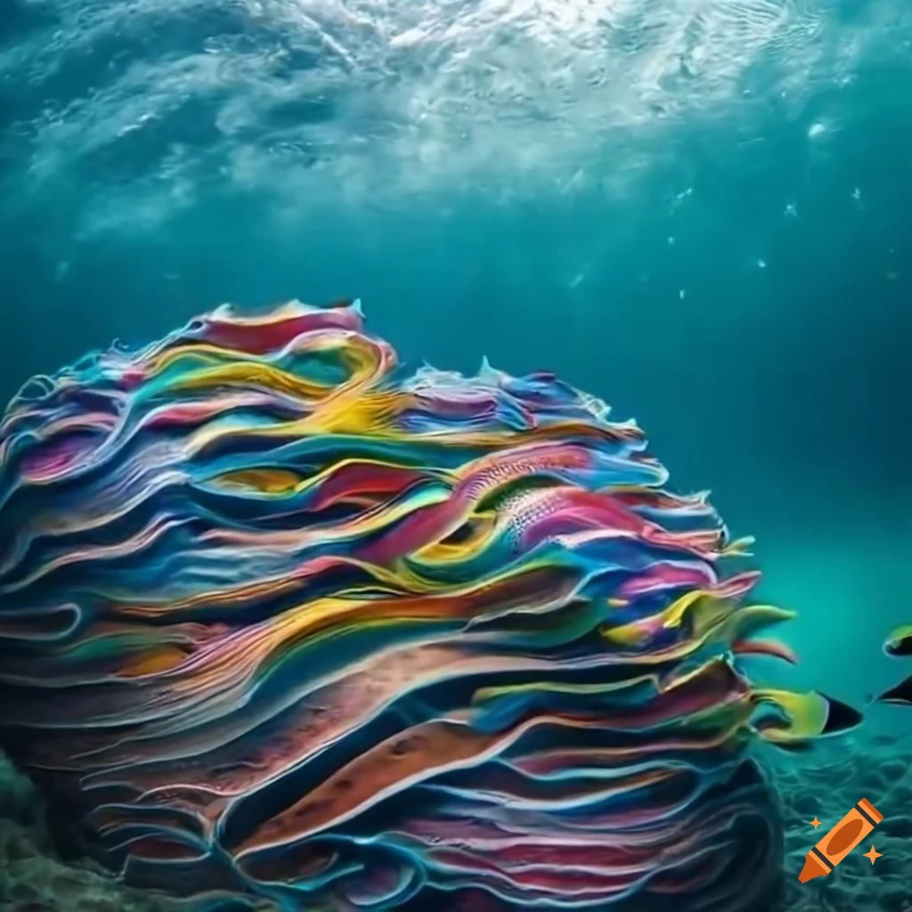 Colorful fish swimming underwater with multiple heads on Craiyon
