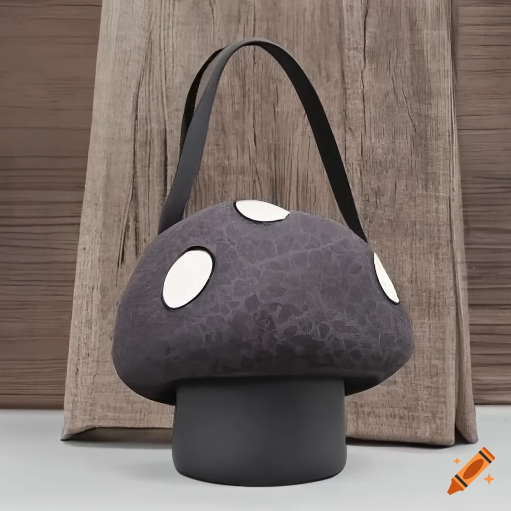 Dark mushroom shaped handbag