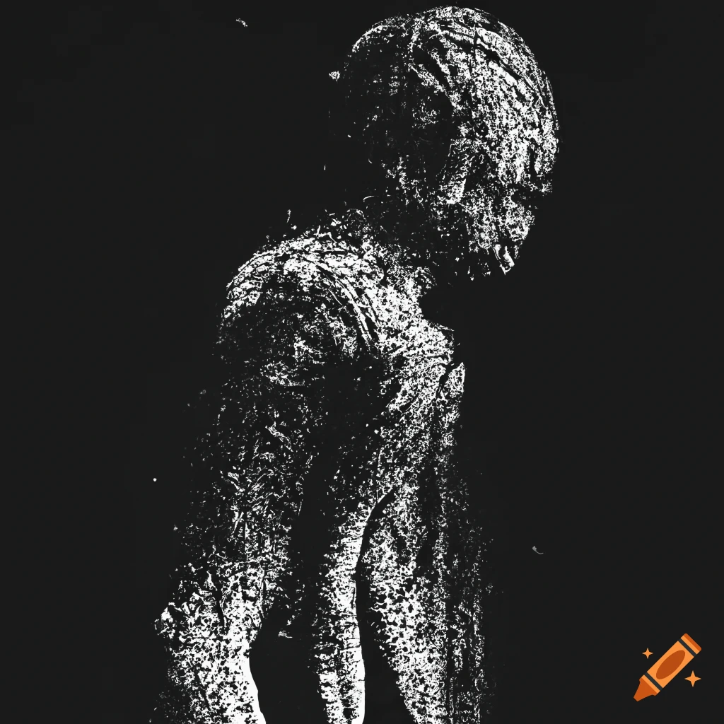 Grungy dadaism artwork of a contorted man on Craiyon