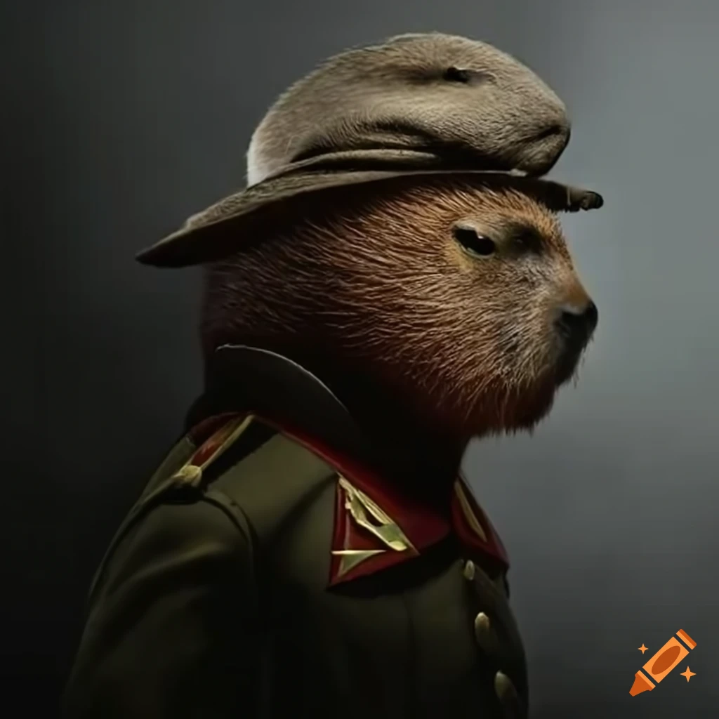 Image of a guinea pig in military attire on Craiyon