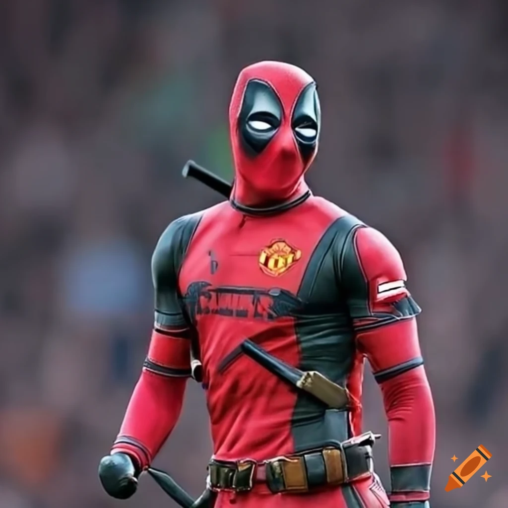 Manchester united player celebrating a goal in a deadpool costume on ...
