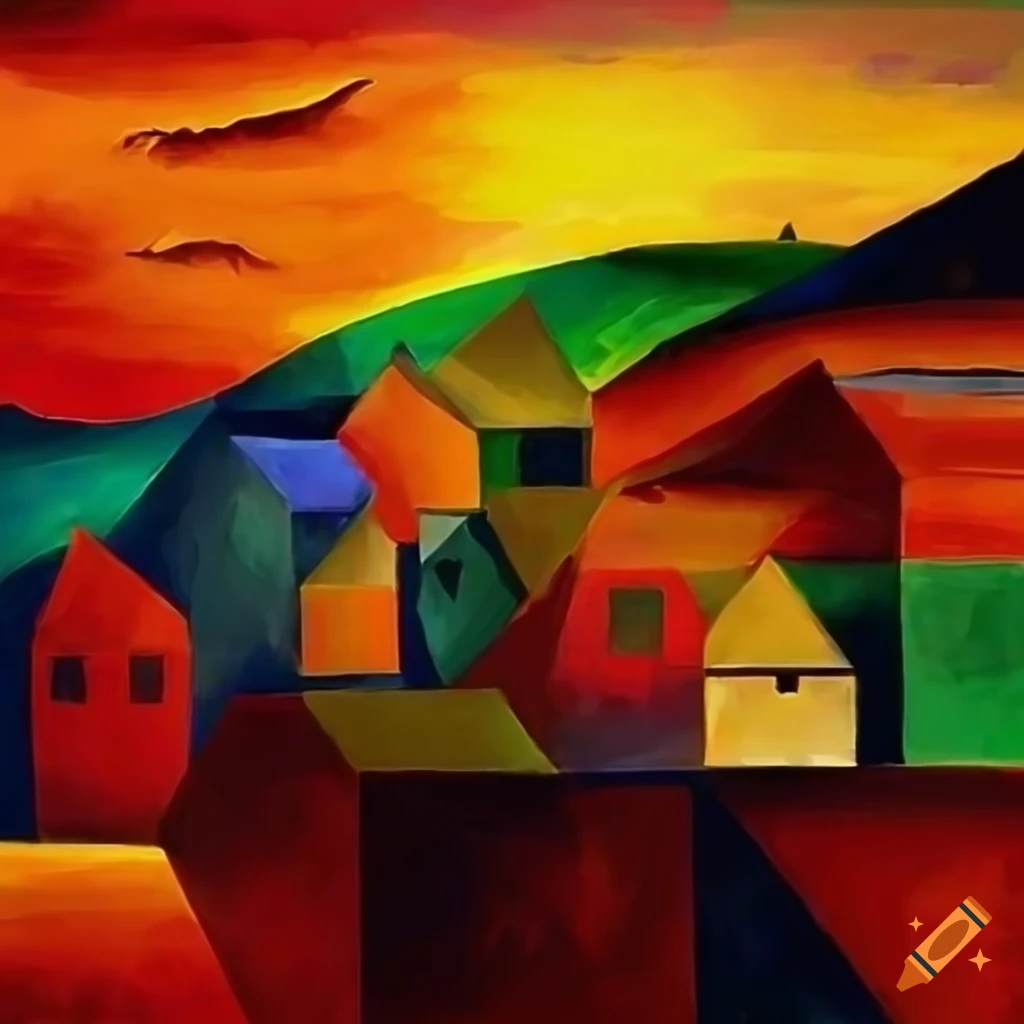 Cubist landscape painting on Craiyon