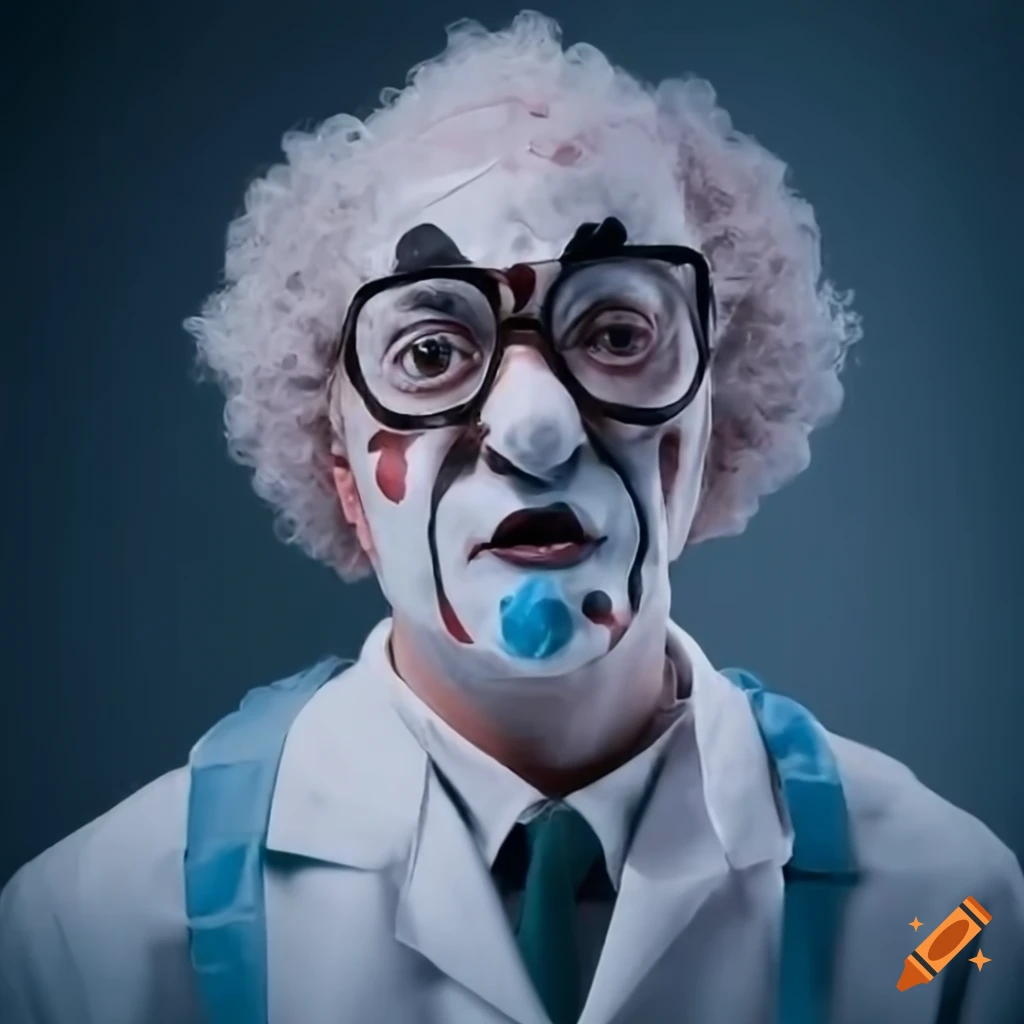 Scientist clown conducting experiments in a laboratory on Craiyon