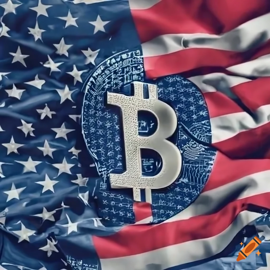 Digital art of a crypto-themed american flag