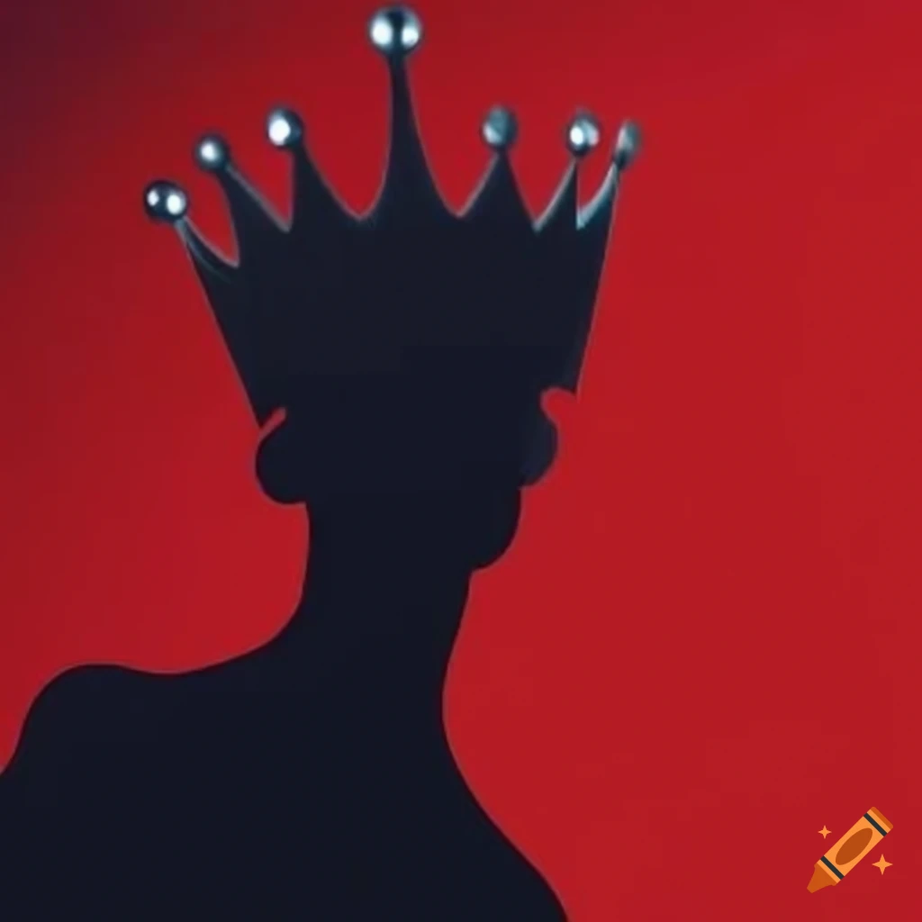 Red background with a shadow person wearing a crown