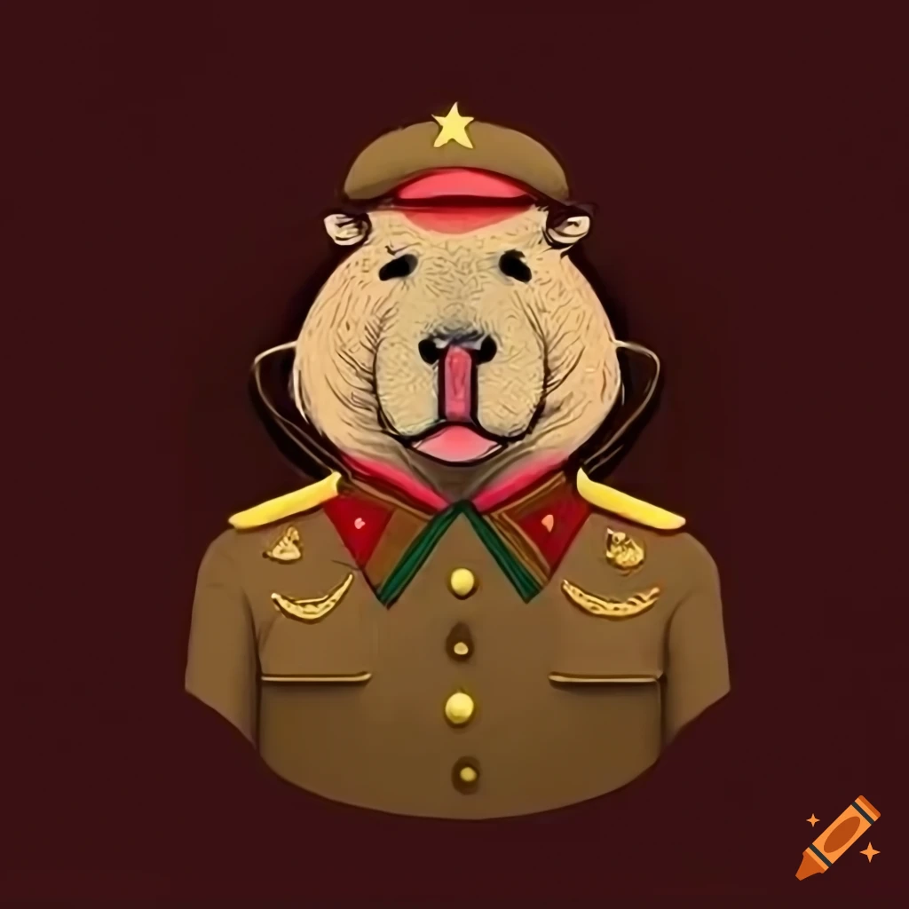Capybara wearing a soviet uniform on Craiyon
