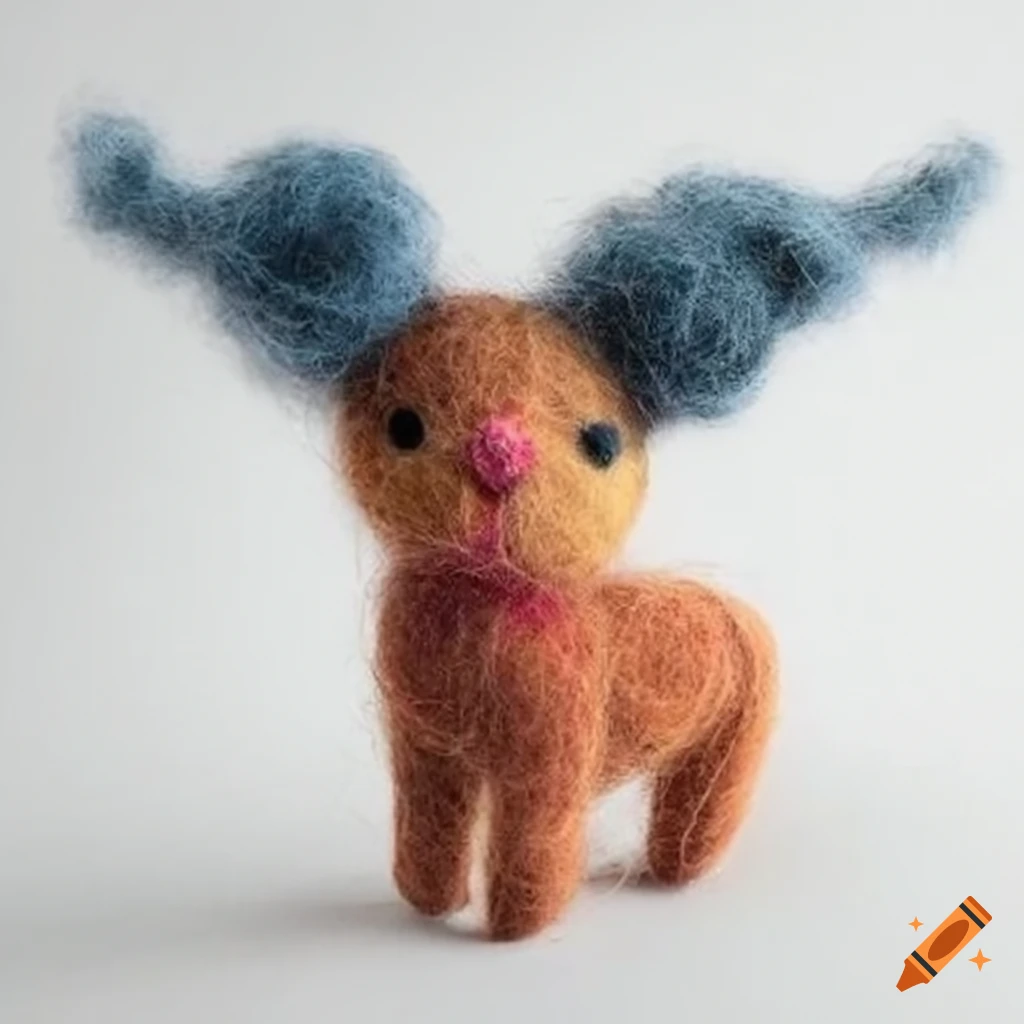 Intricately felted wool creatures with detailed clothing on Craiyon