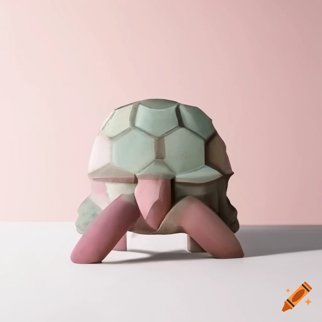 Minimalist geometric marble turtle statue on Craiyon