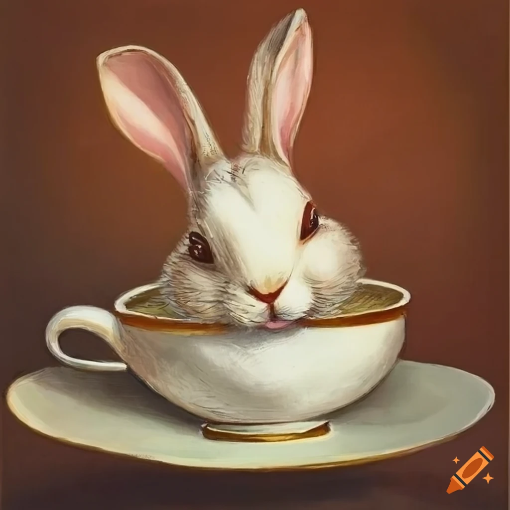 Vintage rabbit tea party illustration on Craiyon