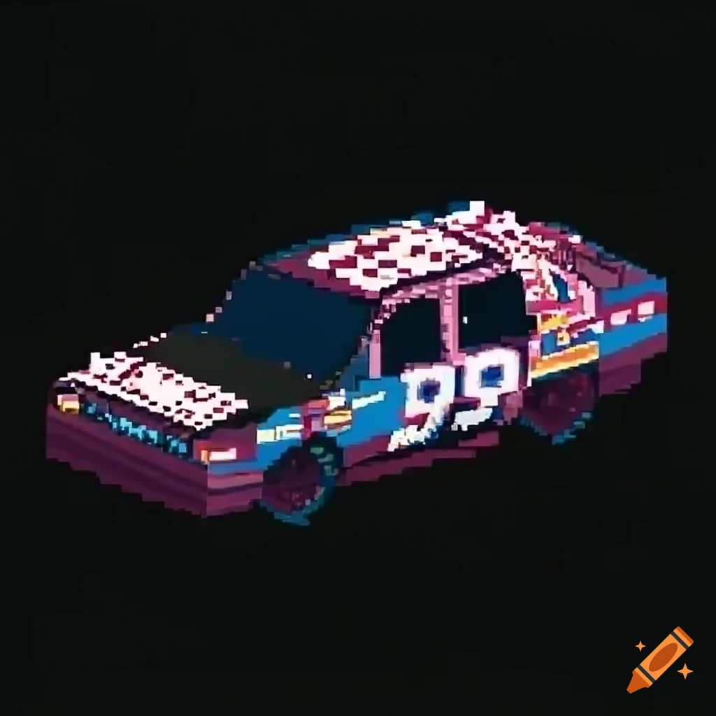32 bit pixel art of a vibrant nascar racing scene on Craiyon